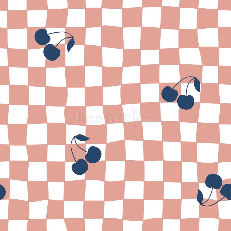 Checkered Cherry Seamless Pattern. Texture with a Cherry on Checkered ...