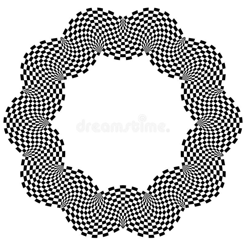 Checkered Circular Element. Abstract Monochrome Graphic with Squared ...
