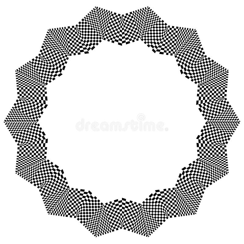 Checkered Circular Element. Abstract Monochrome Graphic with Squared ...
