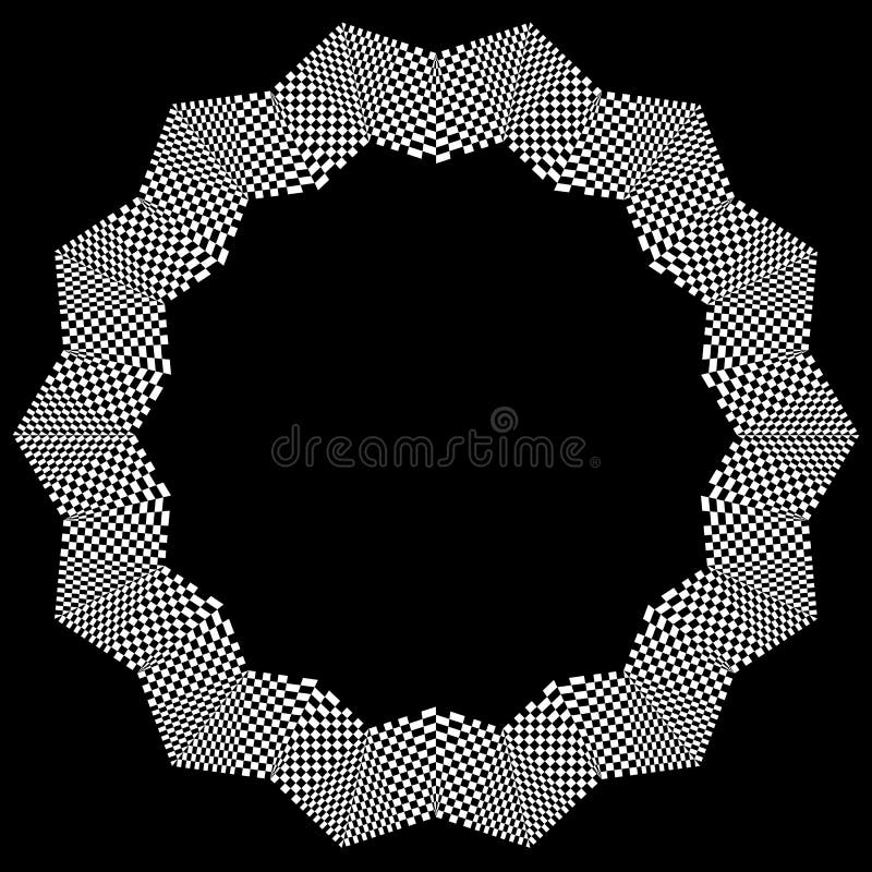 Checkered Circular Element. Abstract Monochrome Graphic with Squared ...