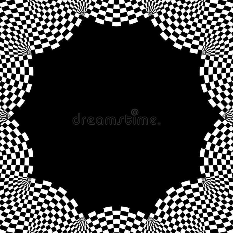 Checkered Circular Element. Abstract Monochrome Graphic with Squared ...