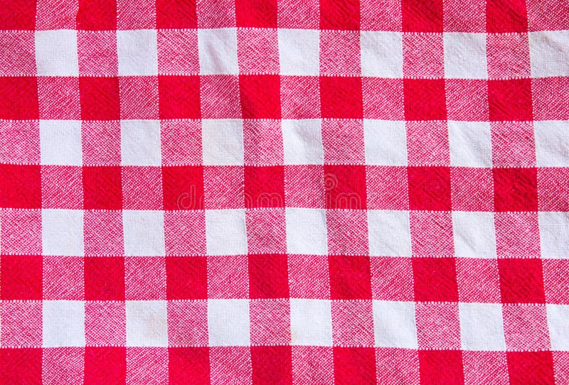 Checkered Cloth Texture. Red and White Squares on Textile Stock Image ...