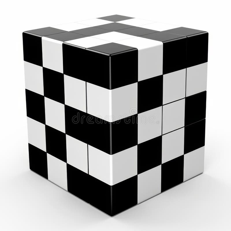 Checkered Cube Hovering on a Pristine White Background, Ai Generated ...