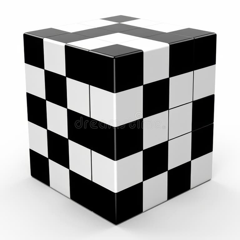 Checkered Cube Hovering on a Pristine White Background, Ai Generated ...