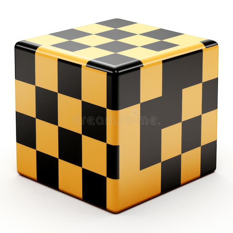 Checkered Cube Hovering on a Pristine White Background, Ai Generated ...