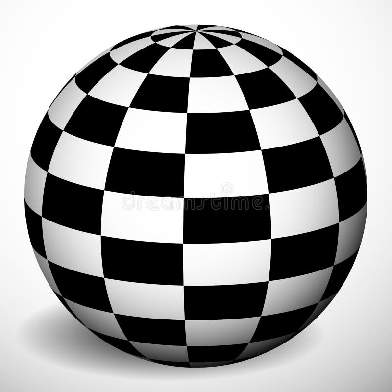 Checkered 3d Sphere with Shading and Shadow. Orb, Ball with Squa Stock ...