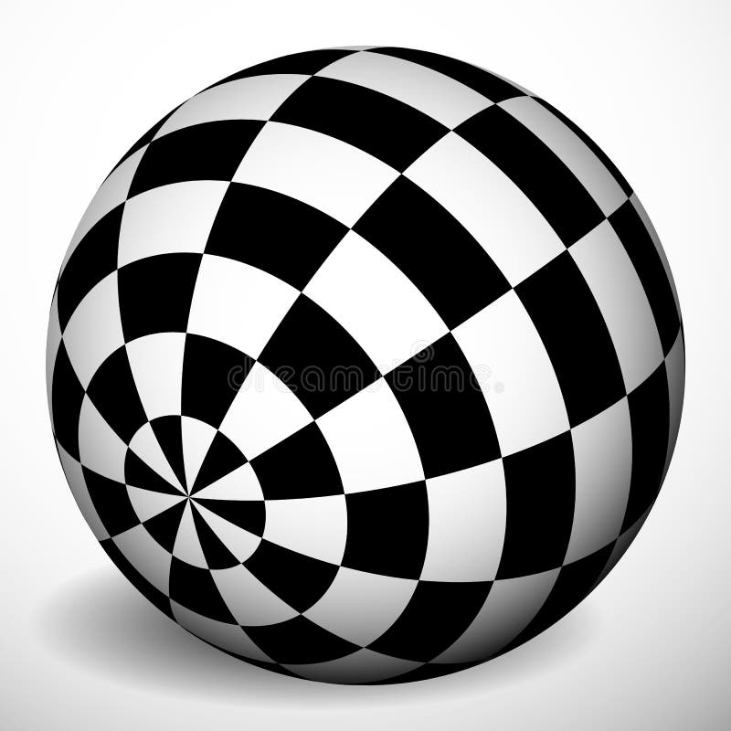Checkered 3d Sphere with Shading and Shadow. Orb, Ball with Squa Stock ...