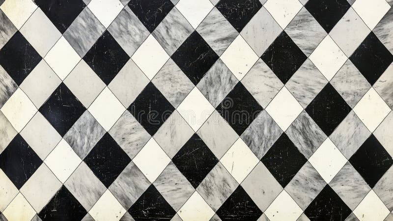 Checkered Diamond Pattern in Black and White Design Stock Illustration ...