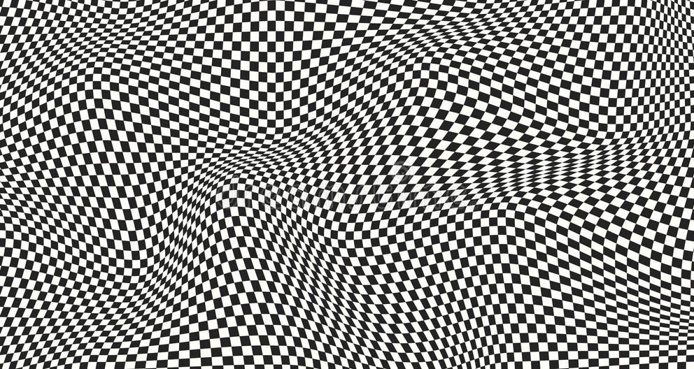 Checkered Distortion Abstract Banner. Checkered Background with ...