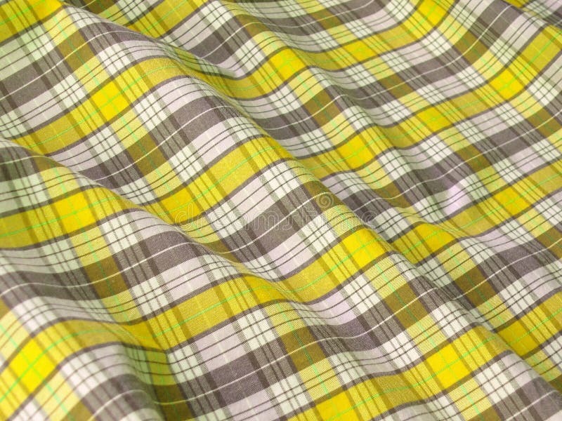 Checkered Fabric Close Up. Yellow Stock Photo - Image of cover, folded ...