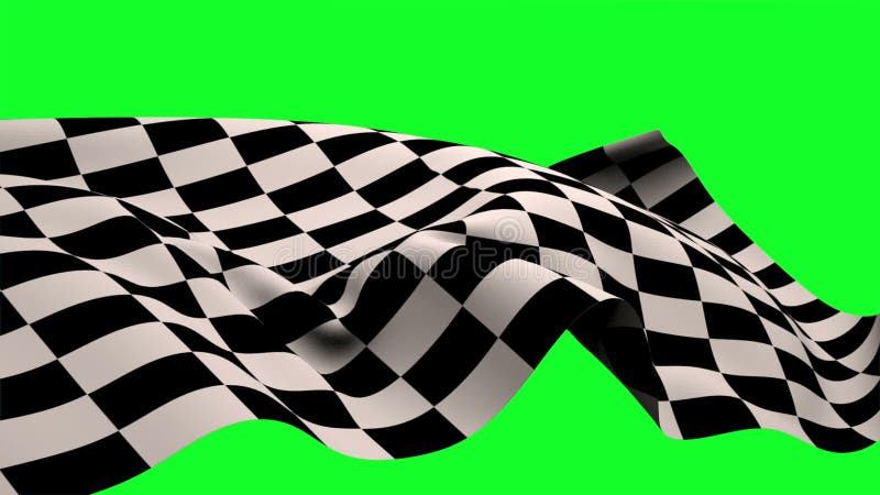 Checkered Flag Blowing on Green Screen Stock Video - Video of animation ...