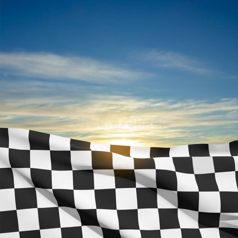 Checkered Flag on Background of Blue Sky Stock Vector - Illustration of ...