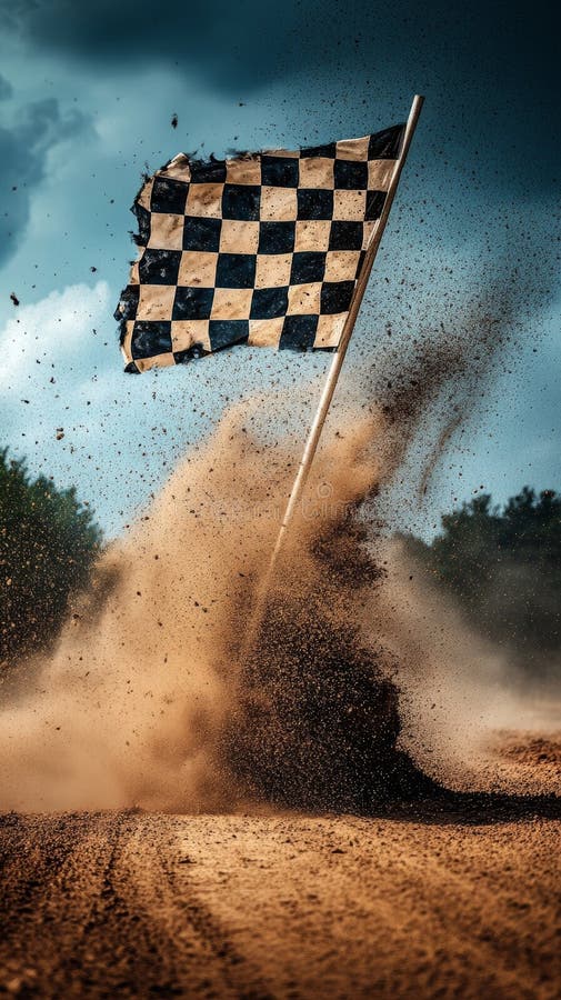 Checkered Flag Burst Racing Power and Competition Against Dynamic Sky ...