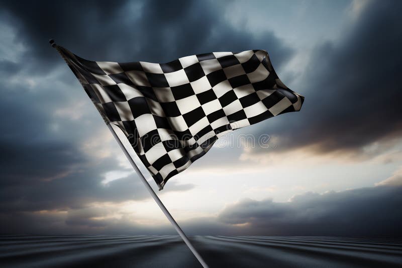 Checkered Flag Flying in the Sky Stock Photo - Image of contest ...