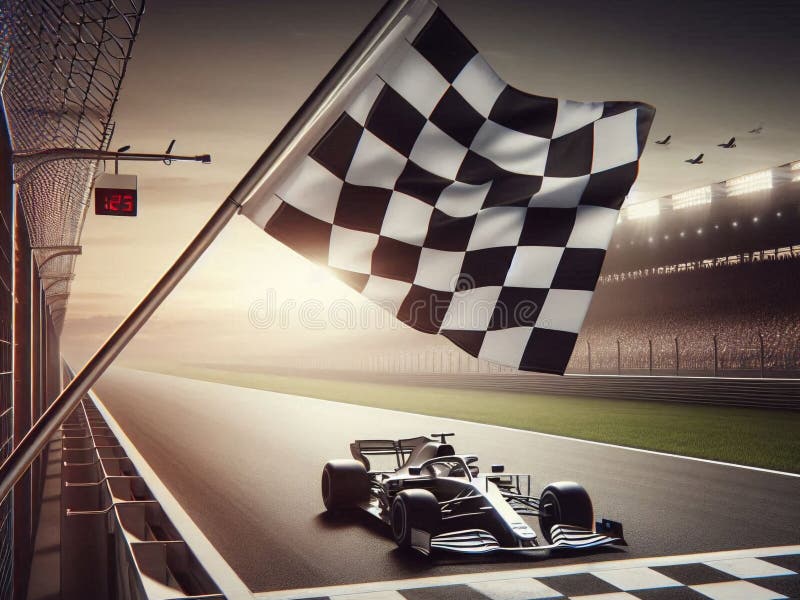 Checkered Flag on Formula 1 Racetrack Stock Illustration - Illustration ...