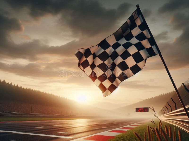 Checkered Flag on Formula 1 Racetrack Stock Illustration - Illustration ...