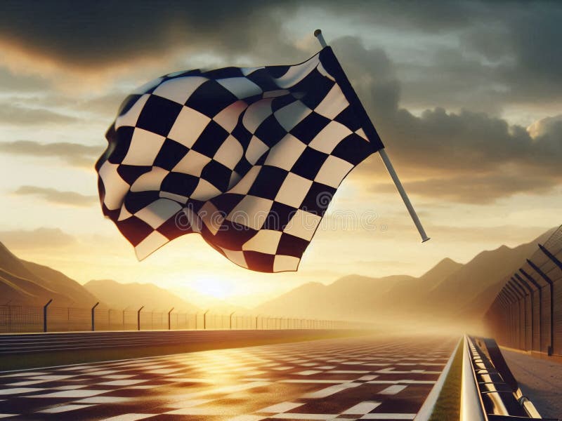 Checkered Flag on Formula 1 Racetrack Stock Illustration - Illustration ...
