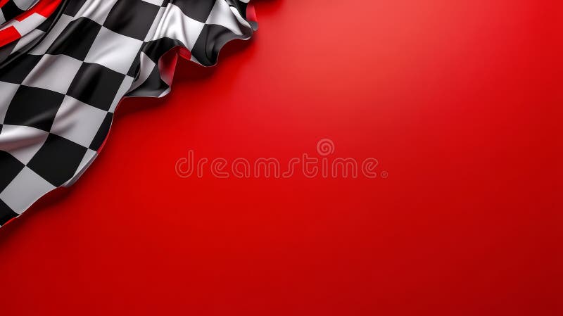 Checkered Flag on Red Background Draped Checkered Racing Flag on a Red ...