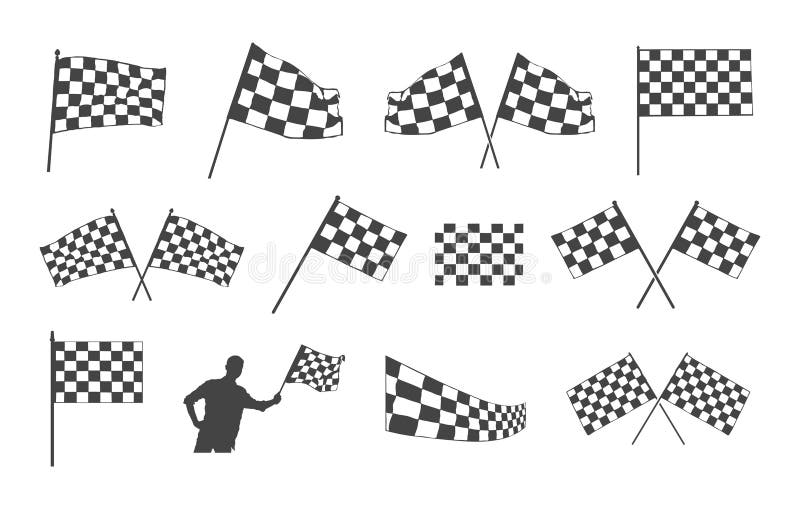Checkered Flag Silhouette, Crossed Race Flag Silhouette, Racing Flag ...