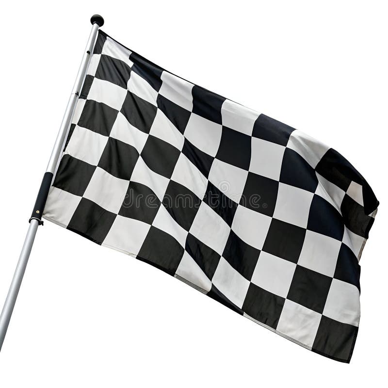 Checkered Flag Waving Isolated on White Background Stock Photo - Image ...