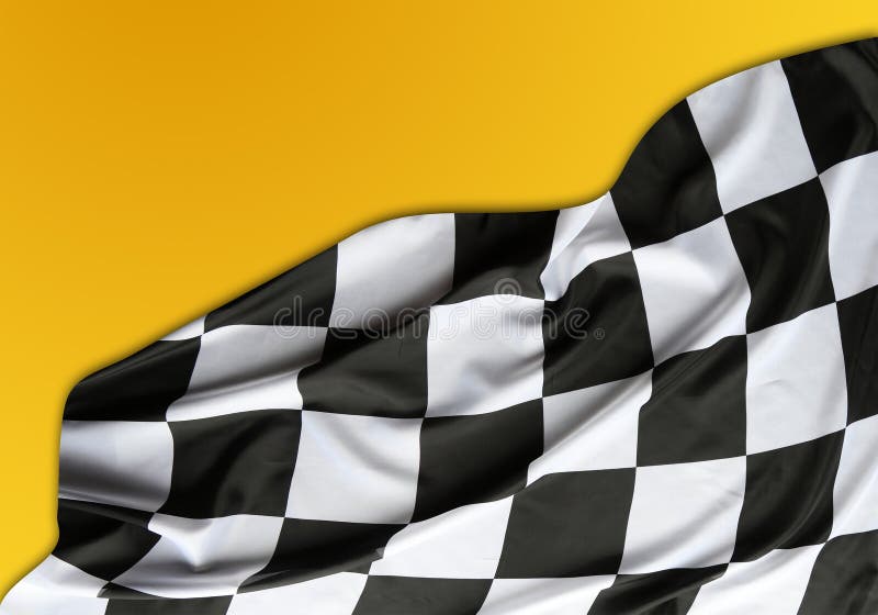 Checkered Flag on Yellow Background Stock Image - Image of copy ...