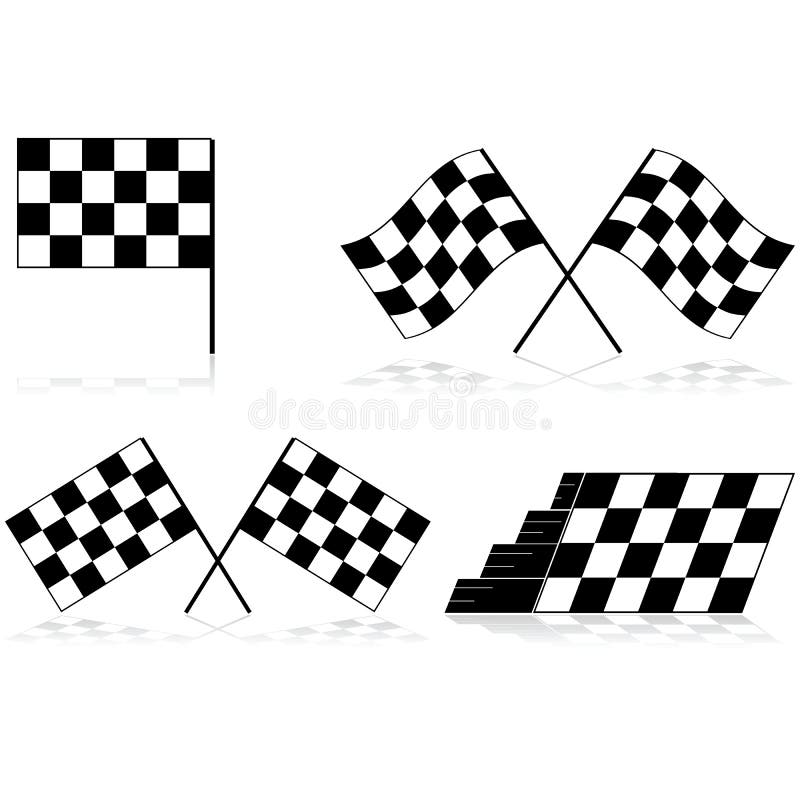 Checkered flags and car stock vector. Illustration of white - 6296238