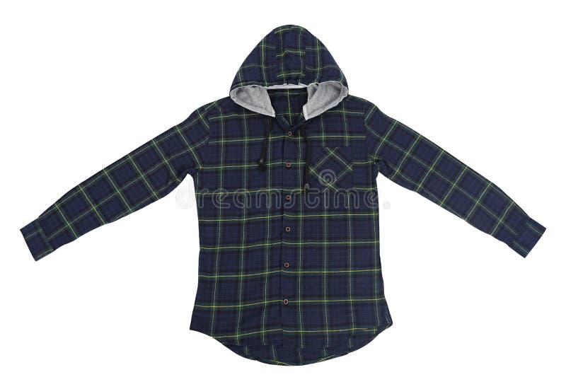 Checkered Flannel Shirt with Hood Isolated White Background Stock Photo ...