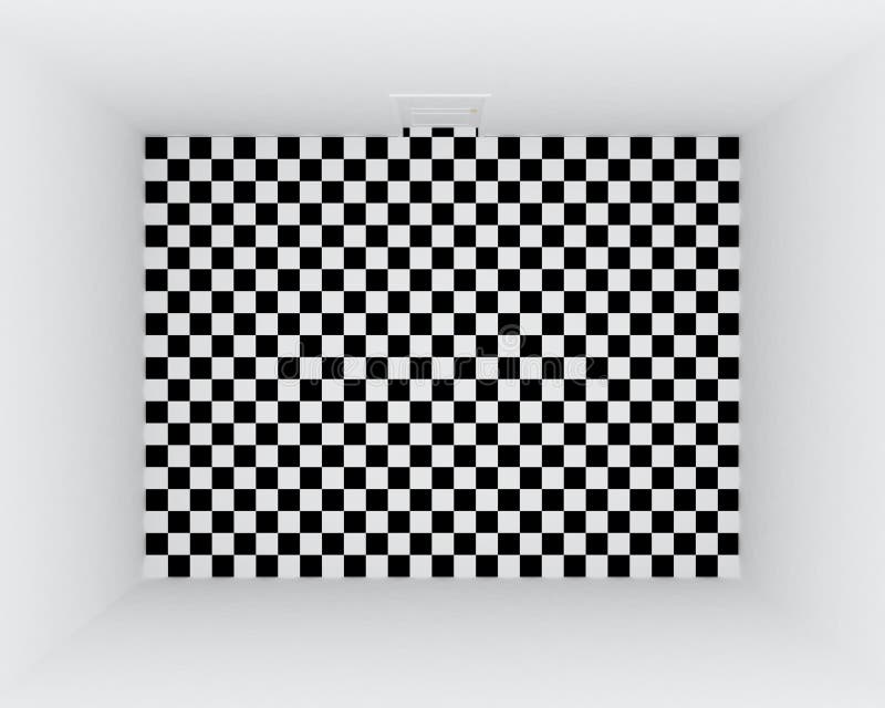 Empty Room With Checkered Floor Stock Illustration - Illustration of ...