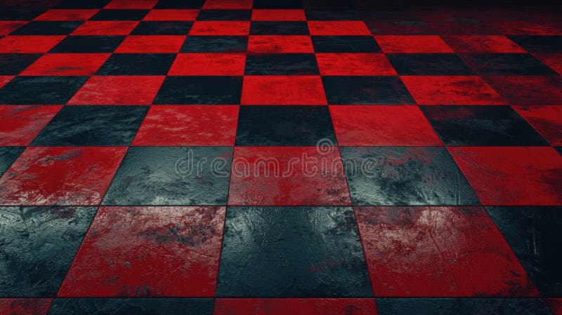 A Checkered Floor with Red and Black Squares. Stock Photo - Image of ...