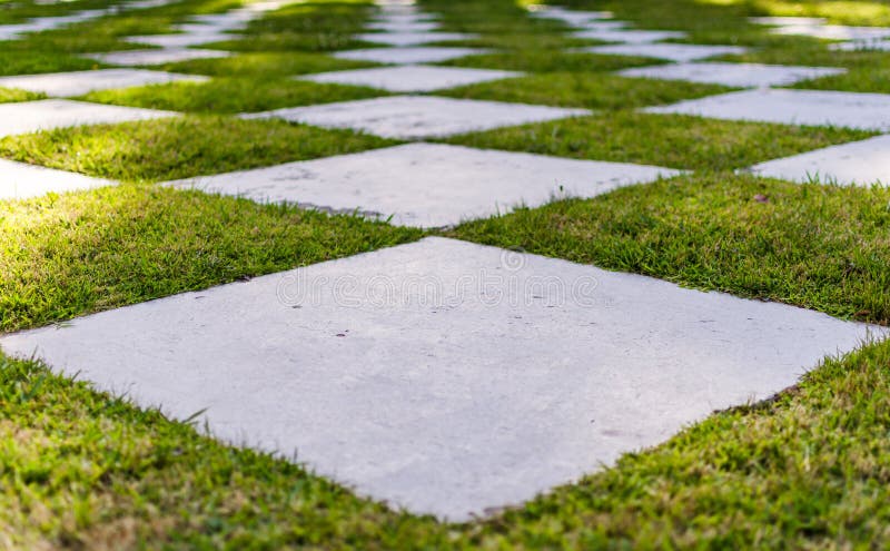 Checkered Floor in White and Green Colors on a Sunny Day Stock Image ...