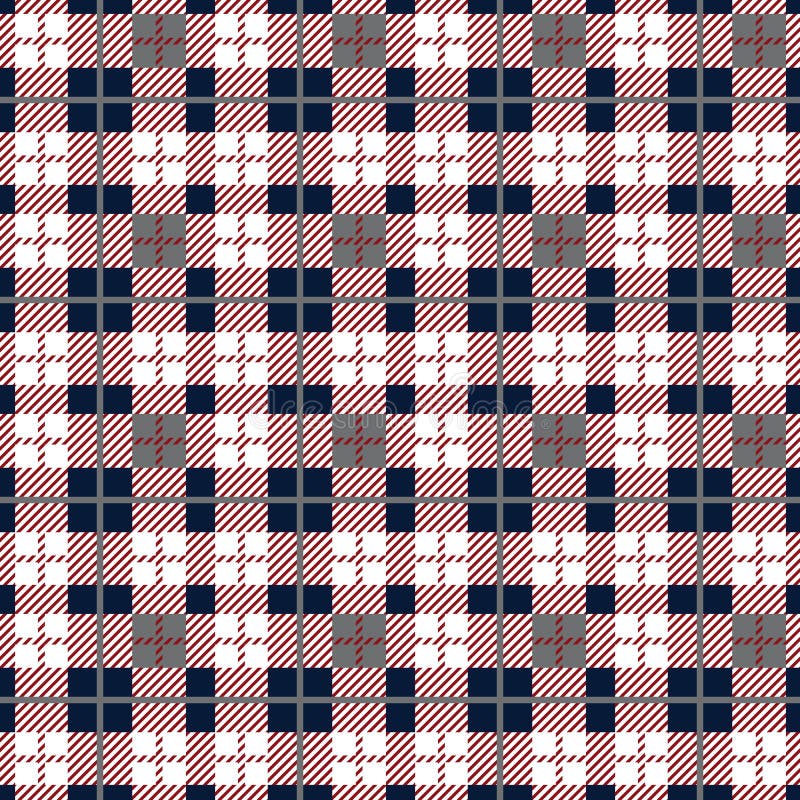 Checkered Gingham Plaid Fabric Seamless Pattern in Blue White and Red ...
