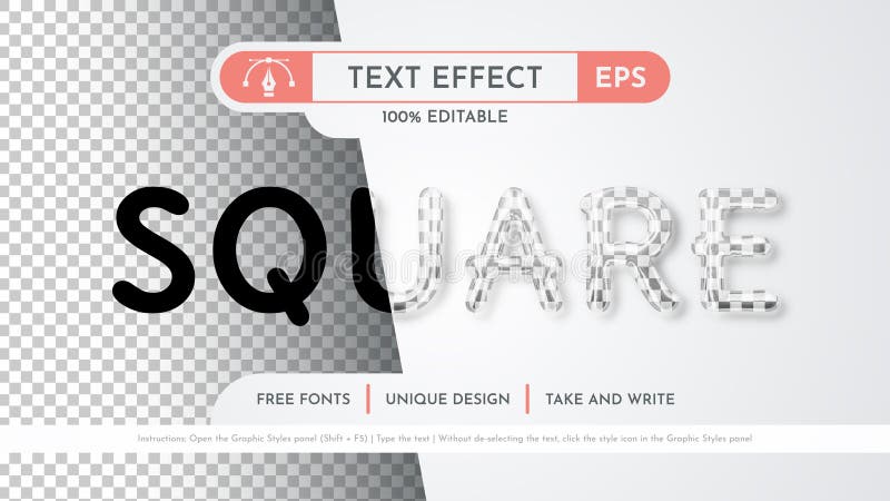 Checkered Glass Editable Text Effect, Graphic Style Stock Vector ...