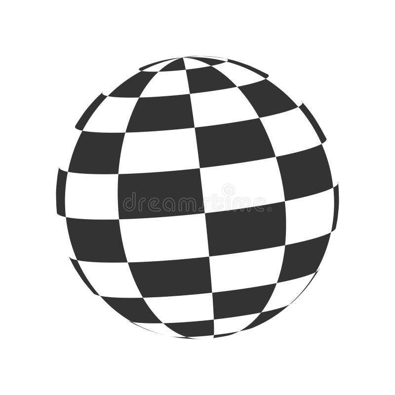 Checkered Globe. Ball with Black and White Squares Design. 3D Sphere ...