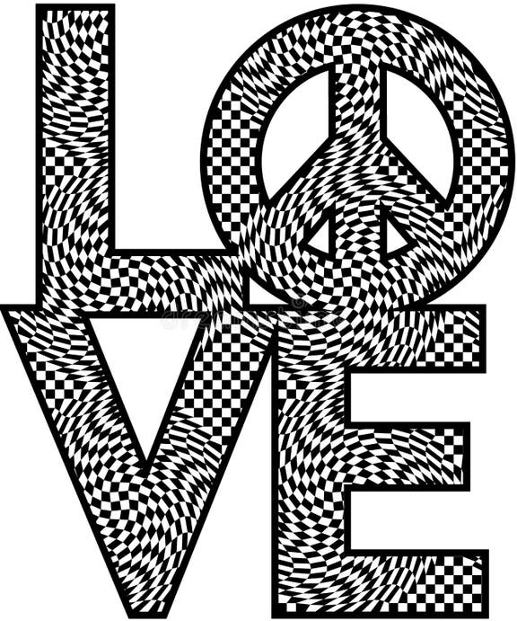 Checkered LOVE=Peace stock vector. Illustration of check - 32338121