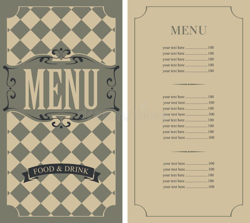 Menu for the restaurant stock vector. Illustration of restaurant - 61518495