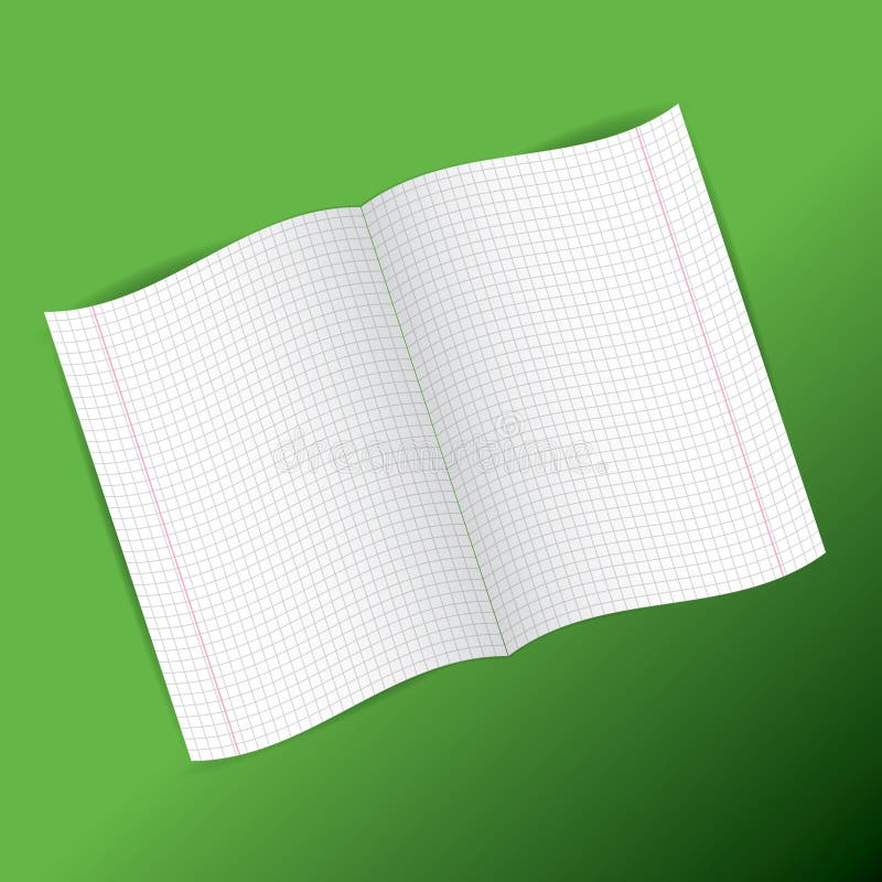 Checkered Notebook Paper on Green Background. Vector Stock Vector ...