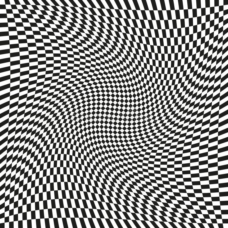 Checkered Optical Illusion. Distorted Wave Pattern. Geometric Abstract ...