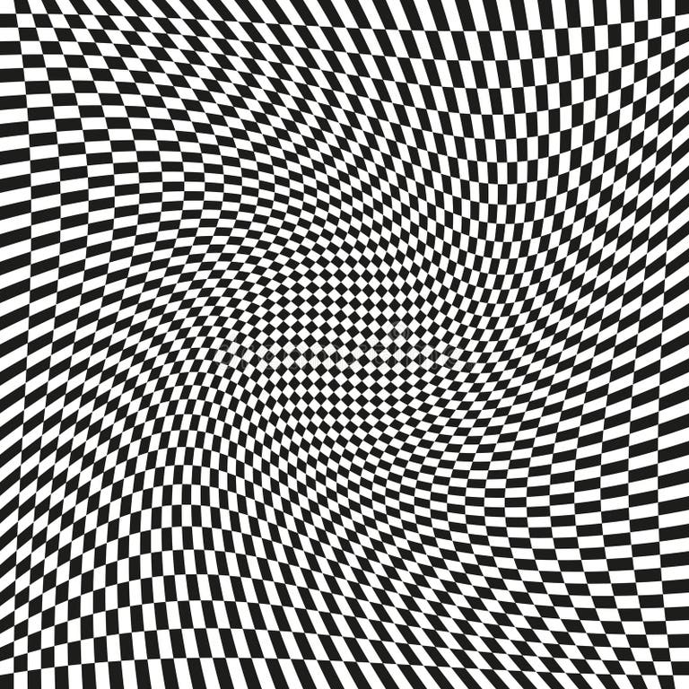 Checkered Optical Illusion. Distorted Wave Pattern. Geometric Abstract ...