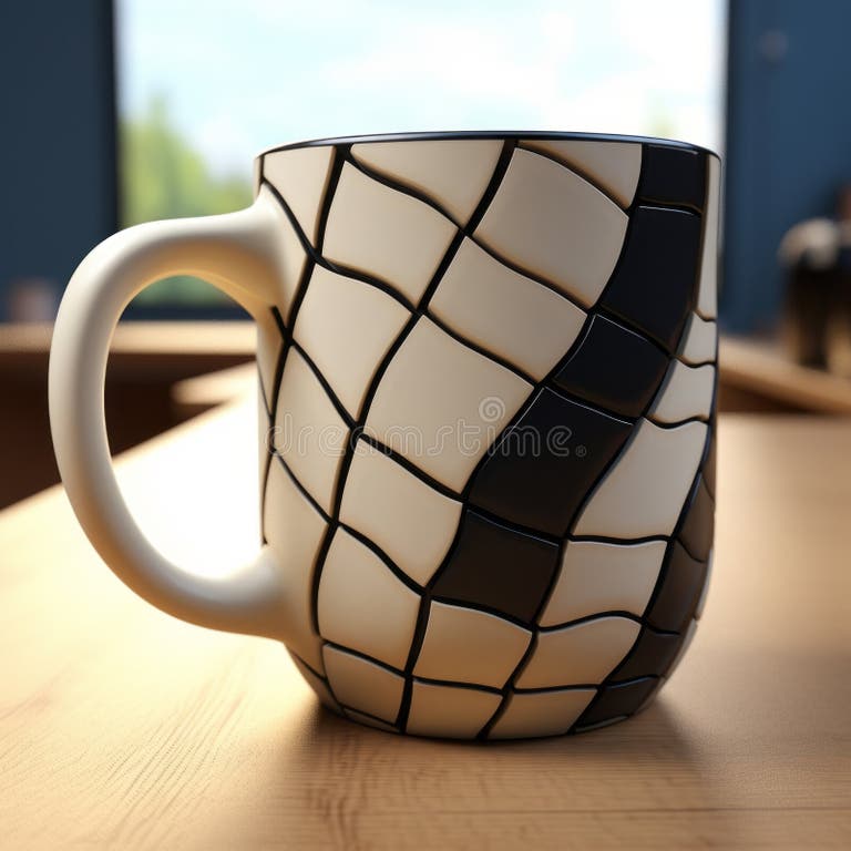 Checkered Pattern Mug with Stained Glass Effect - Unique and Creative ...