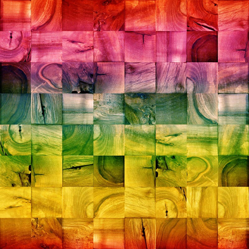 Checkered Pattern - Rainbow Colors - Wooden Background Stock ...