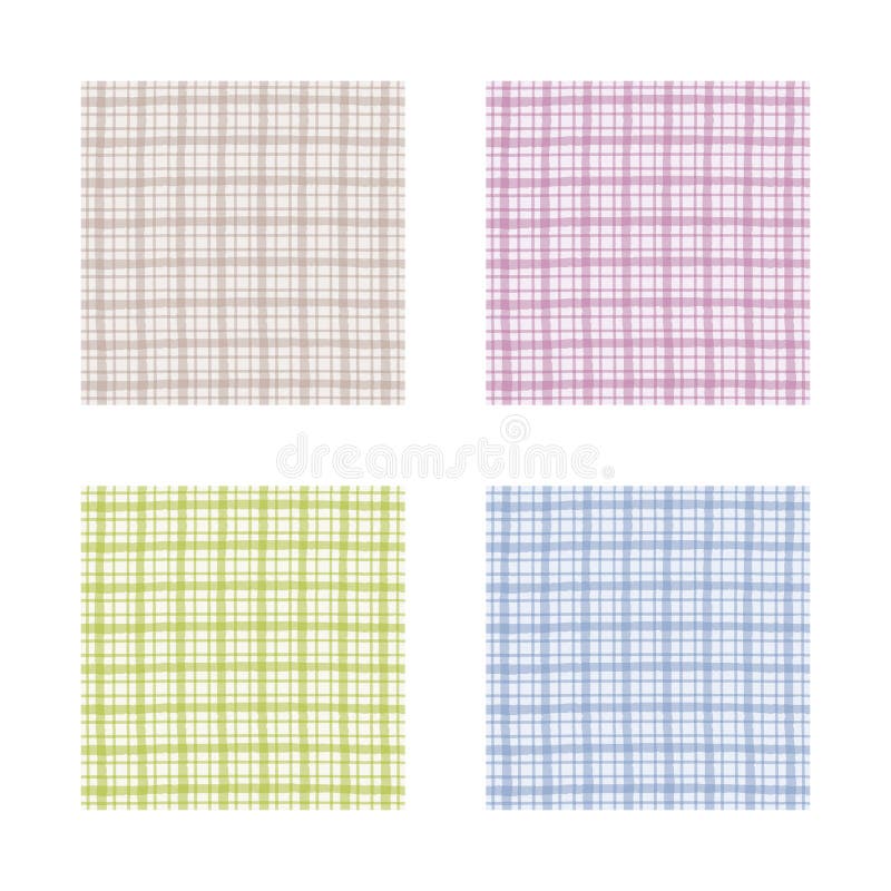 Checkered Pattern Set, Brown, Purple, Green and Blue Gingham Stock ...