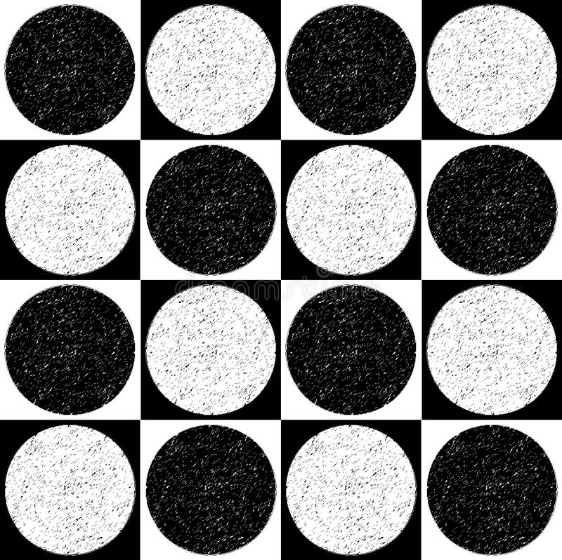 Checkered Pattern with Speckled Circles. Black and White Geometric ...