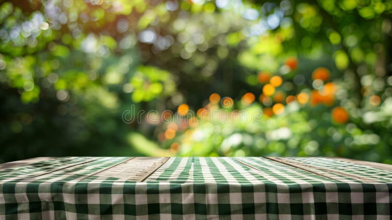 The Checkered Picnic Table.AI Generated Stock Image - Image of leisure ...