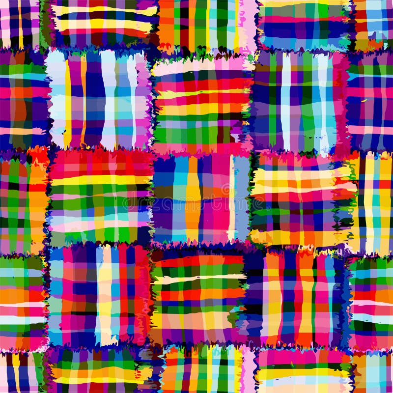 Checkered,quilt Rainbow Seamless Pattern Stock Illustration ...