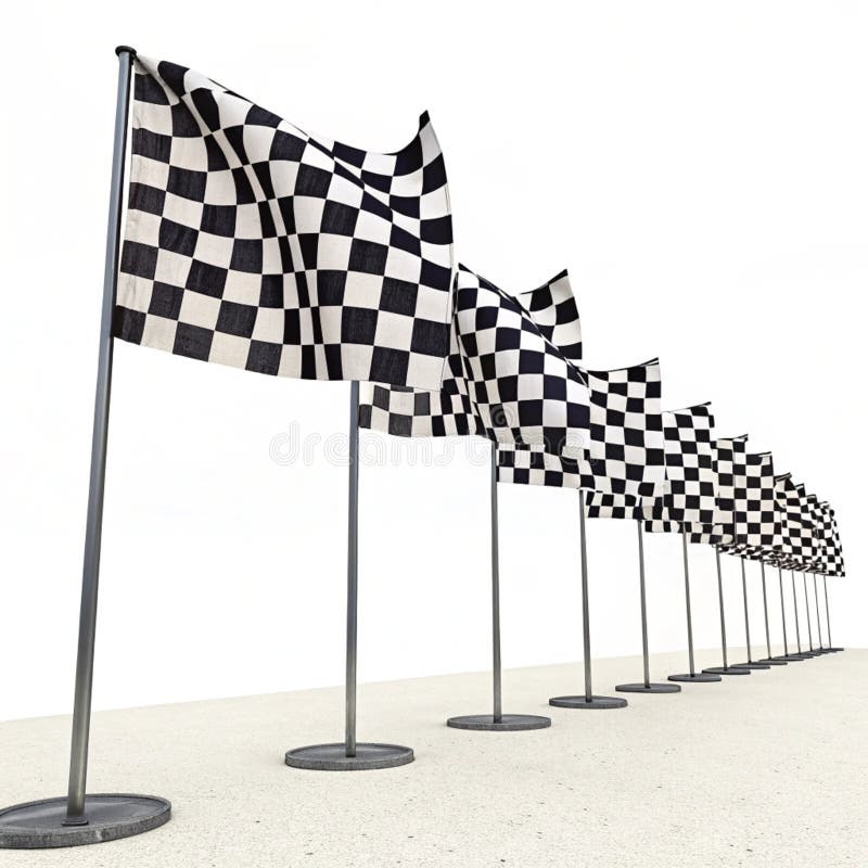 Checkered Race Flags Isolated on White Background Stock Illustration ...