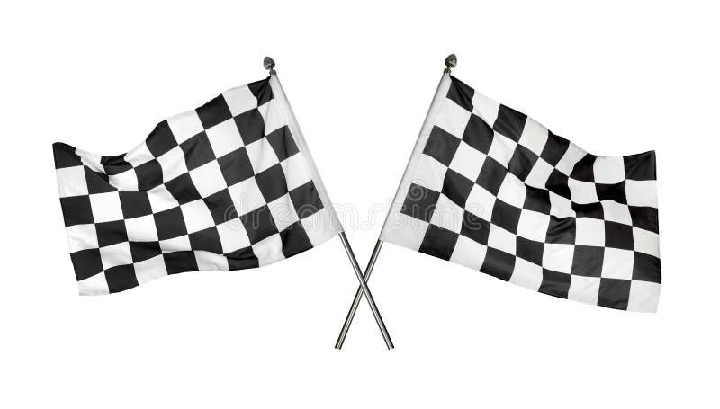 Checkered Racing Finish Flags on White Background Stock Photo - Image ...