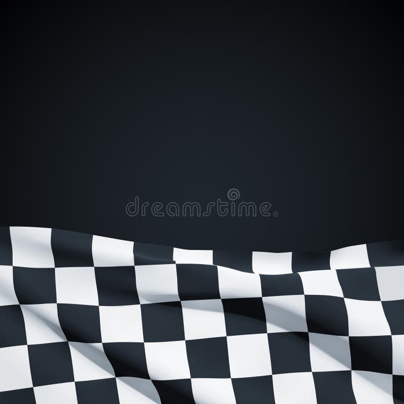 Checkered Racing Flag on Black Background Stock Vector - Illustration ...