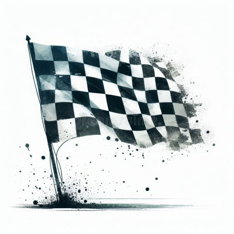 Checkered Racing Flag with Artistic Watercolor Splashes and Abstract ...