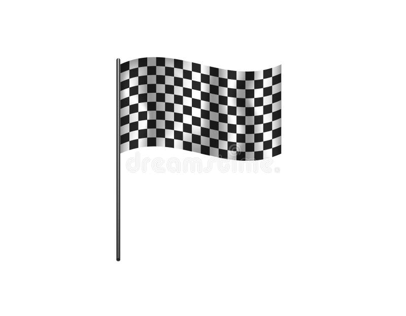Checkered Racing Flag Waving on Pole Stock Vector - Illustration of ...