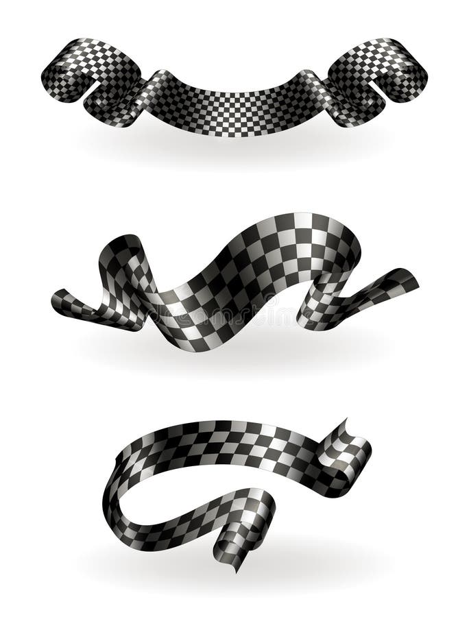 Checkered ribbons set stock vector. Illustration of insignia - 20443950